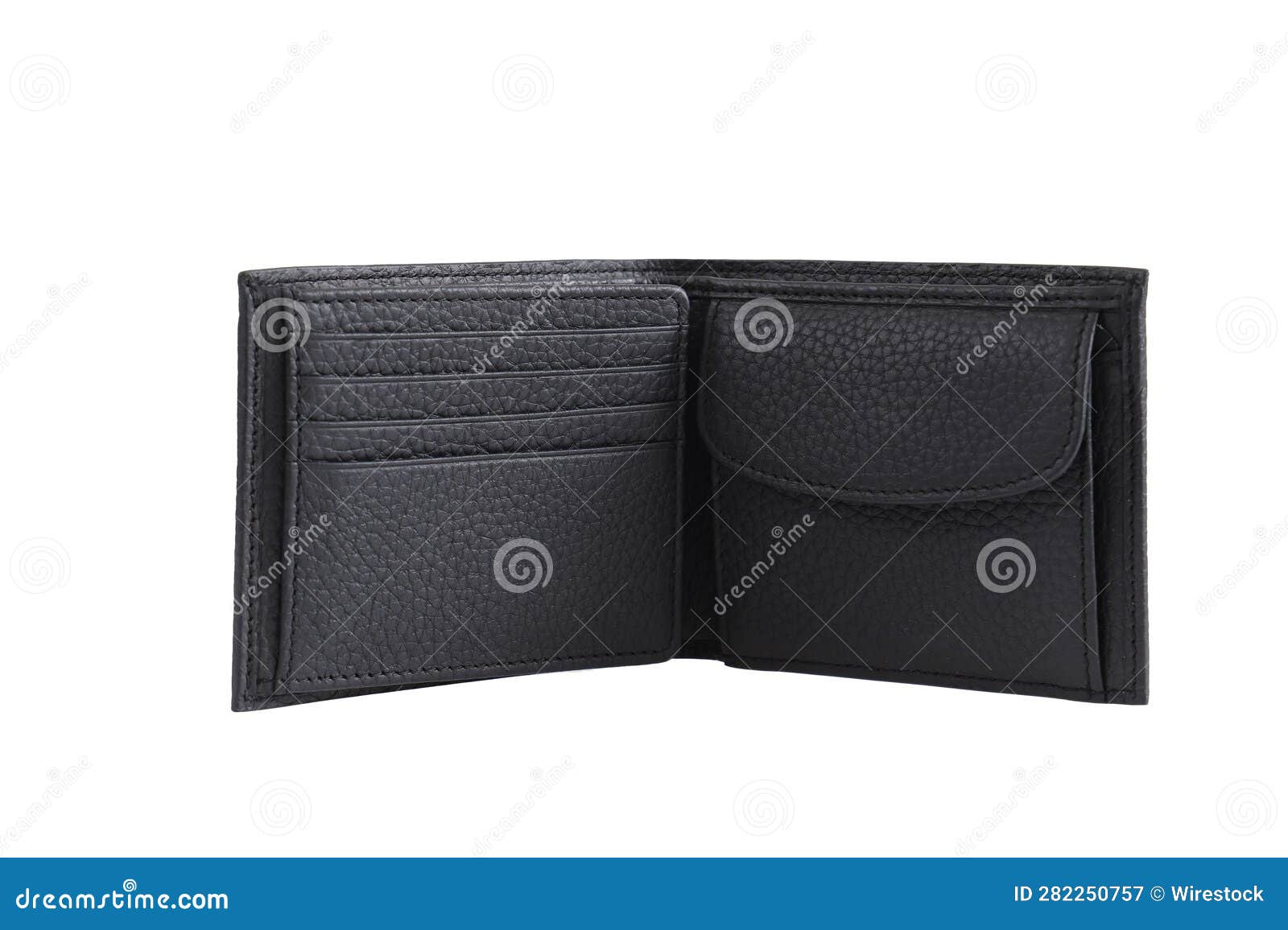 The Front and Back Half of a Black Leather Bifold Wallet Stock Image ...