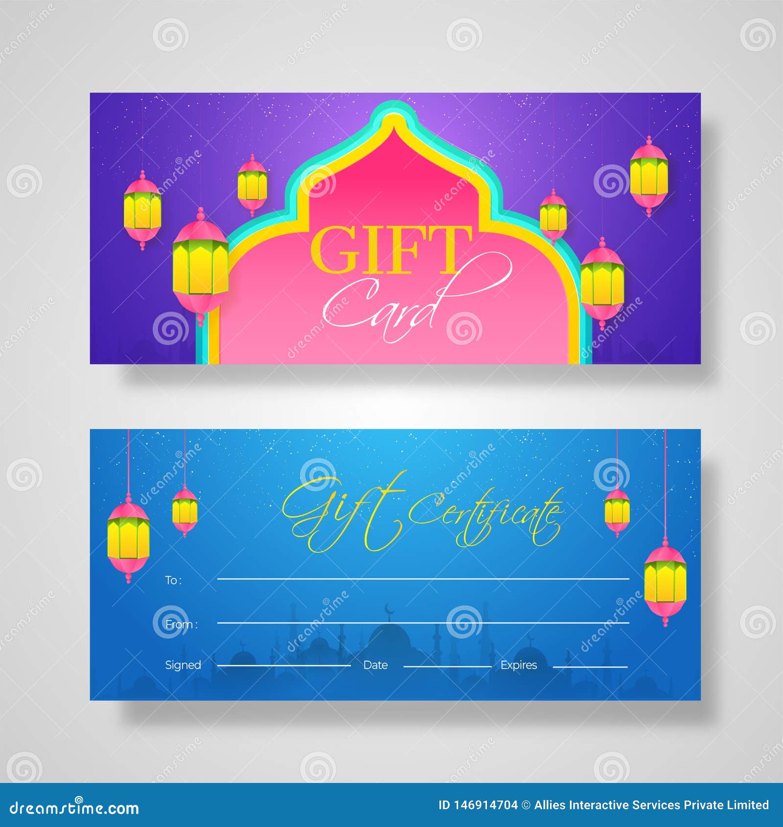 Front and Back Image of Gift Card Design Stock Illustration ...
