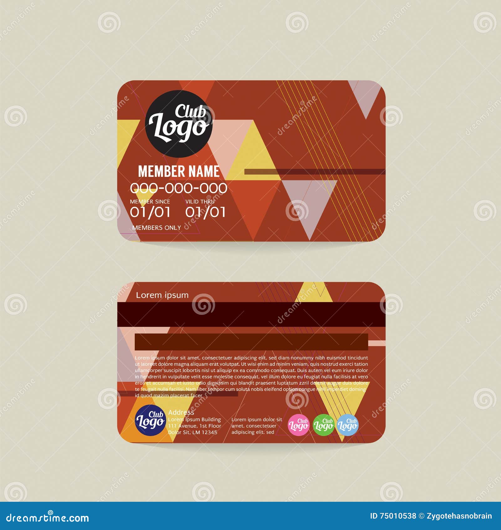 Front and Back Member Card-Malplaatje Vector Illustratie - Illustration ...