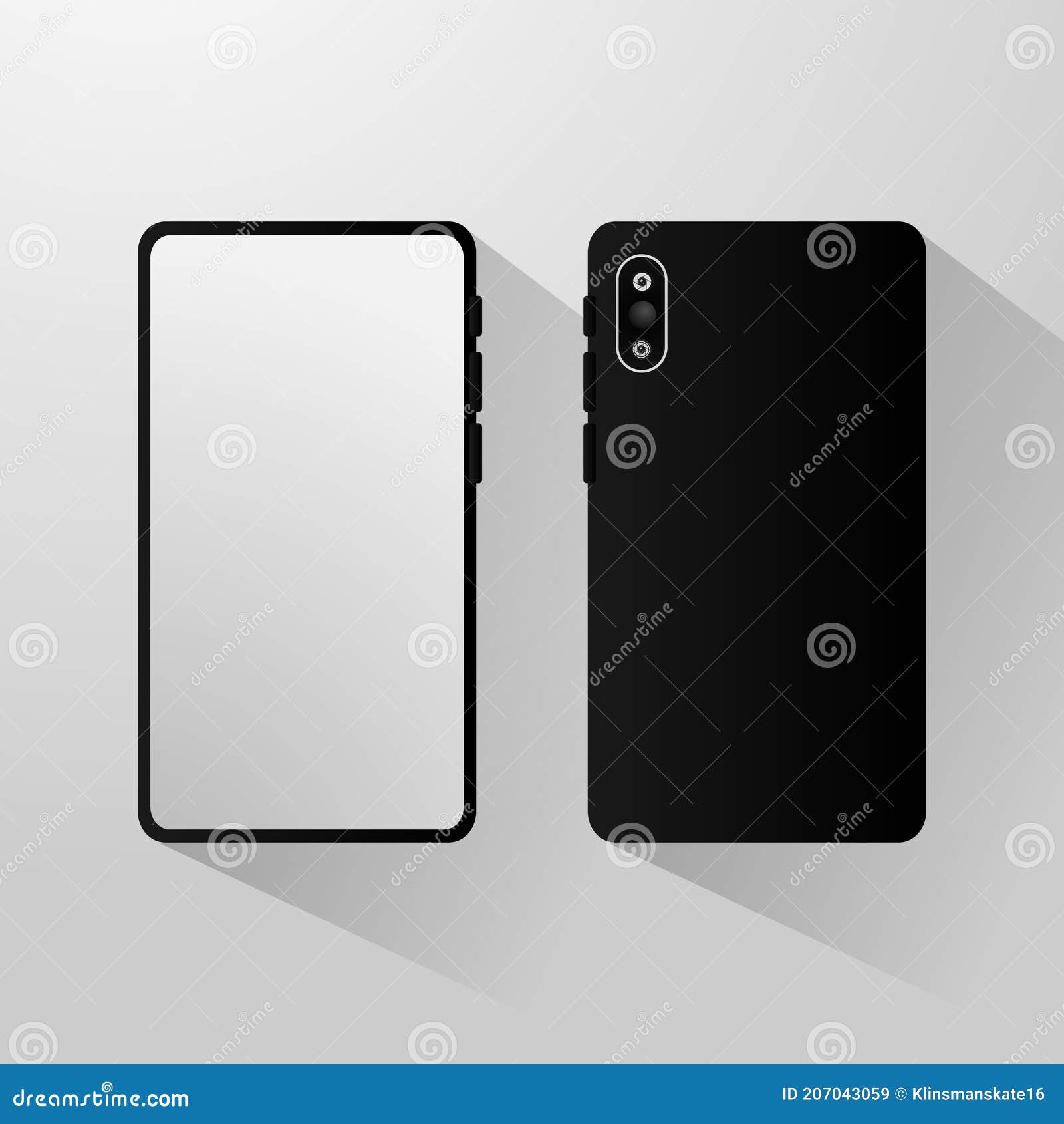 Front and Back Mobile Phone Mockup Design Vector Stock Illustration ...