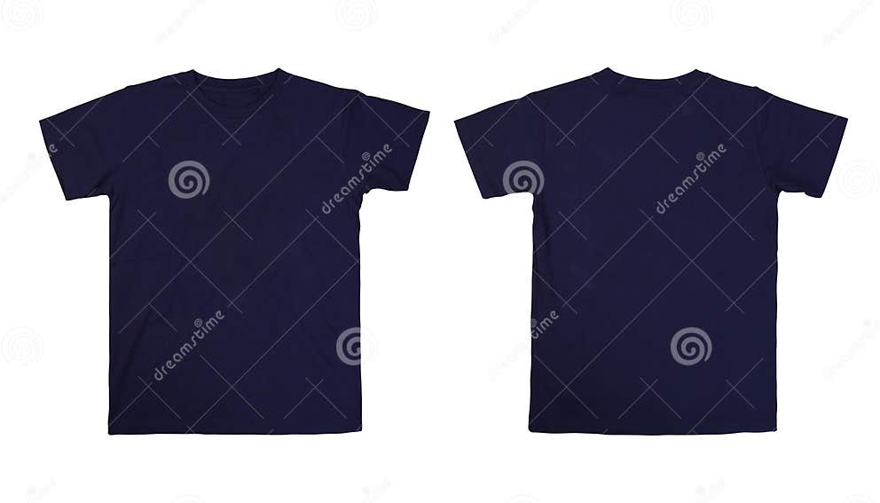 Front and Back Navy Blue Tshirt Stock Image - Image of garments, casual ...
