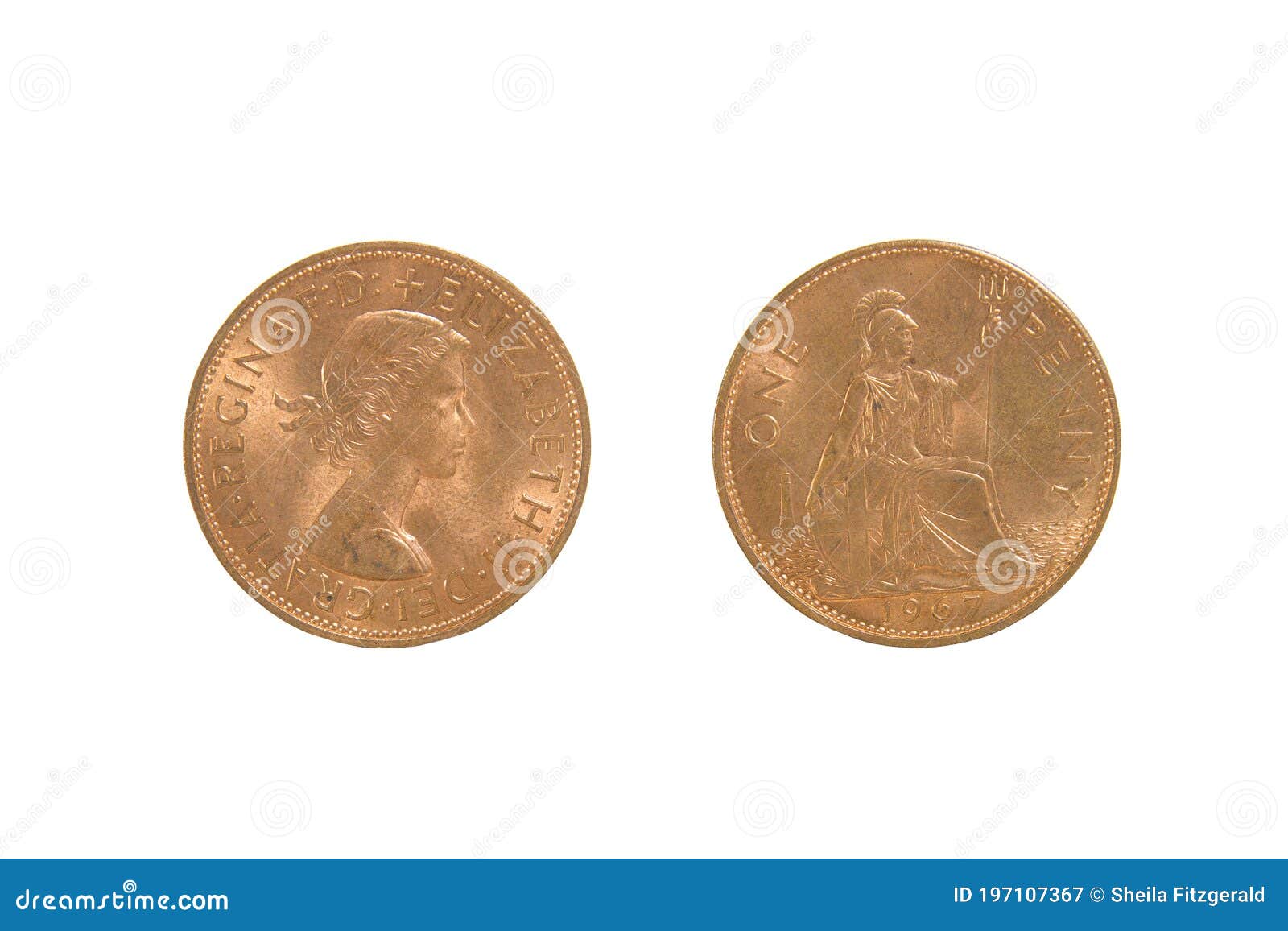 Old British One Penny Coin Set On A Ten Euro Banknote Stock Photography ...