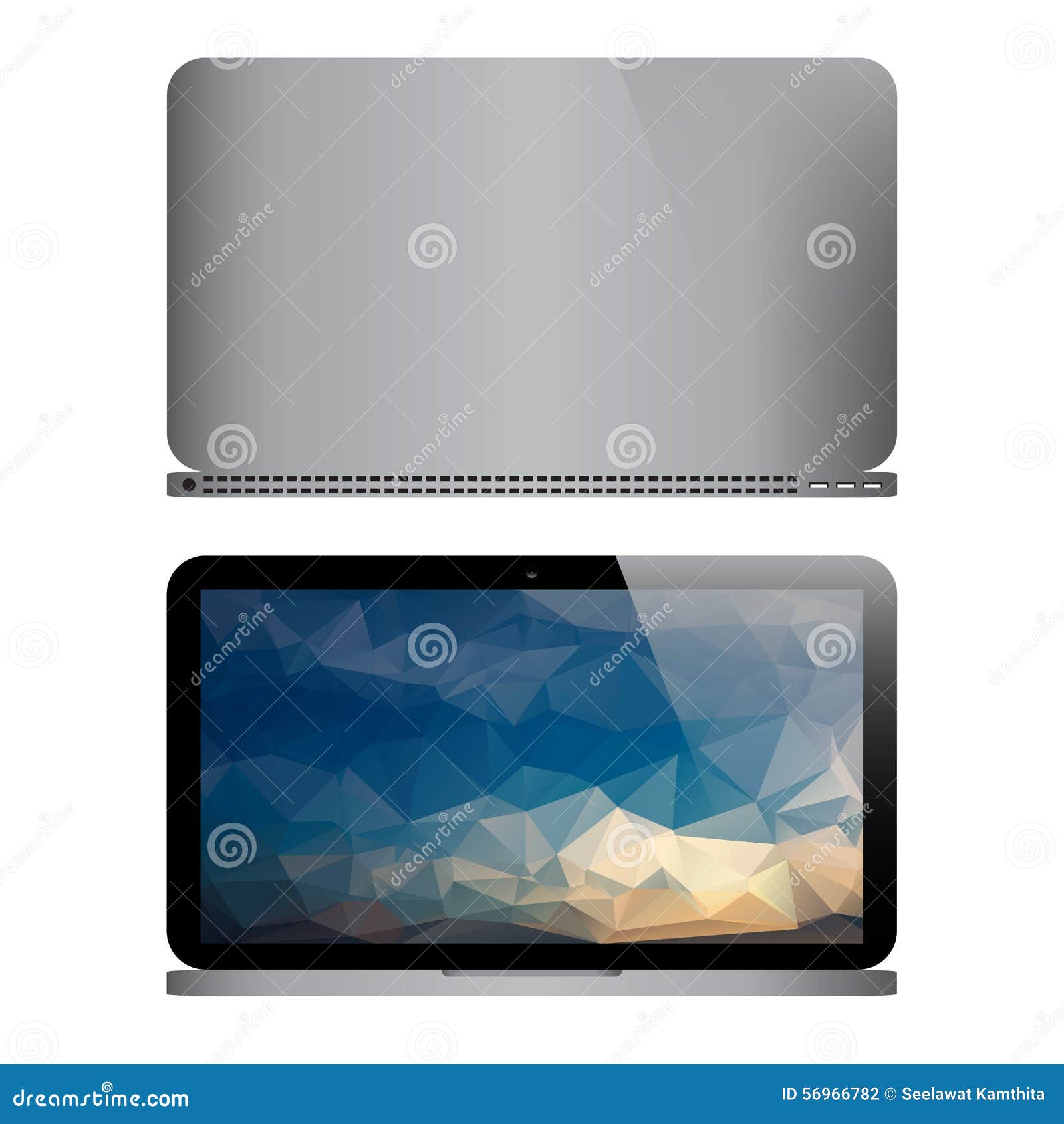 Front and Back of Popular Laptop Design. Stock Vector - Illustration of ...