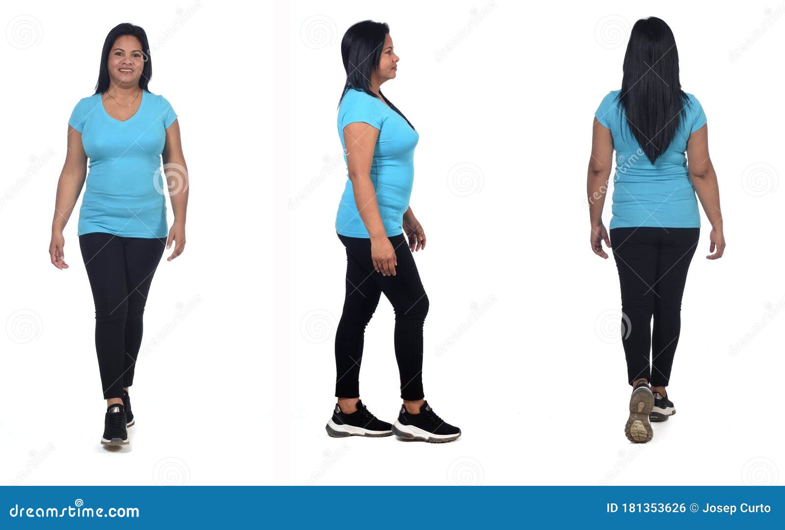 Front,back and Profile of Same Woman on White Backgraund Stock Photo ...