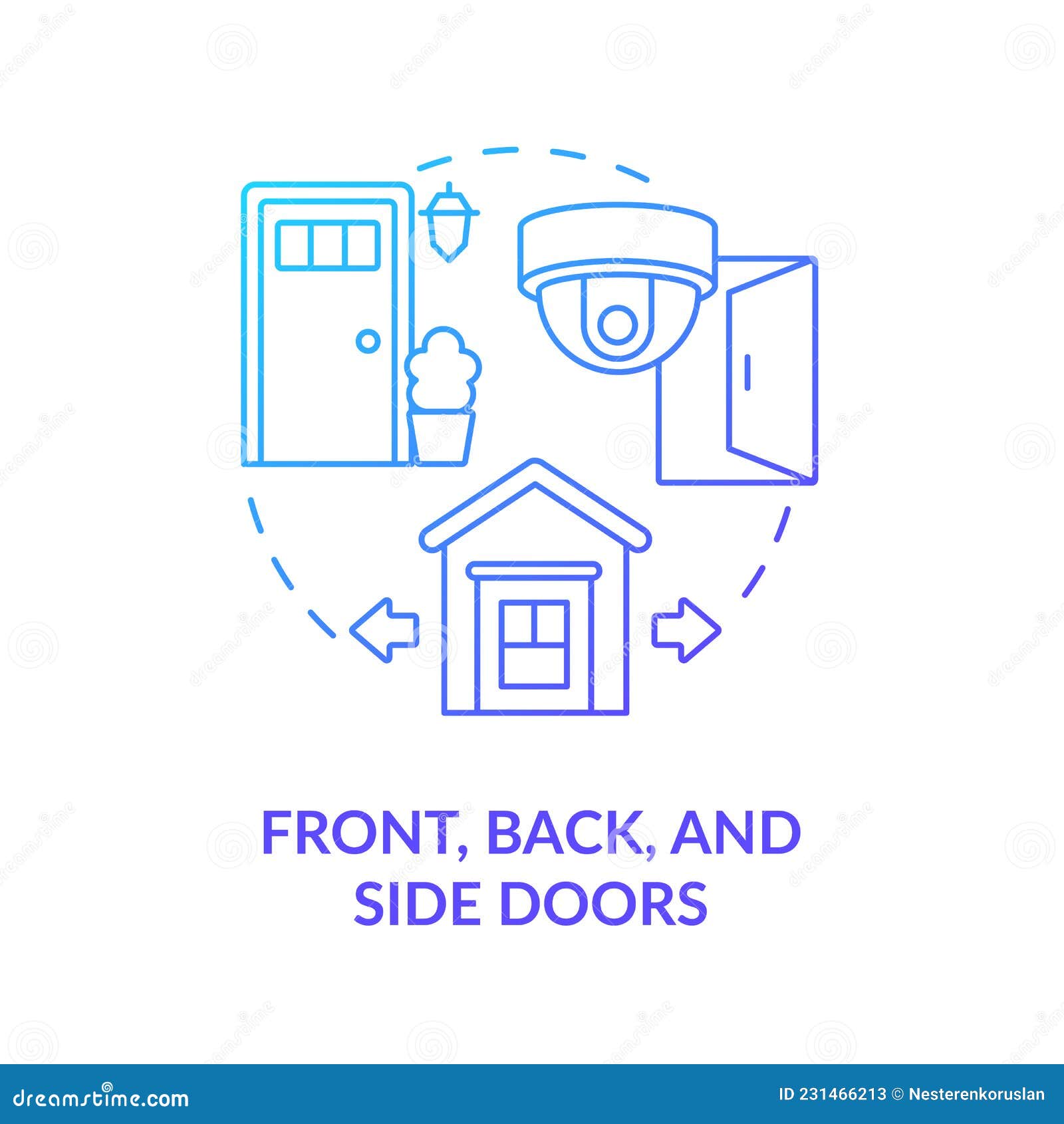 Front, Back and Side Doors Blue Gradient Concept Icon Stock Vector ...