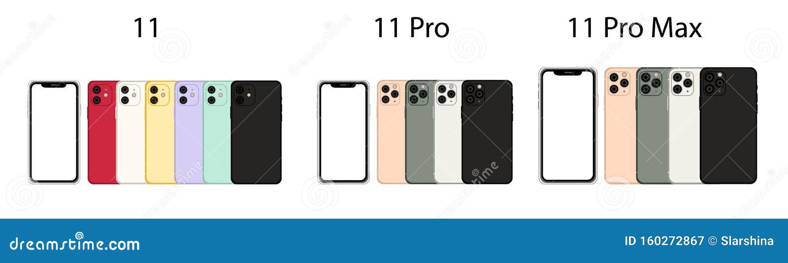 Front and Back Side New Iphone 11 Pro Max. Vector Simple Graphic ...
