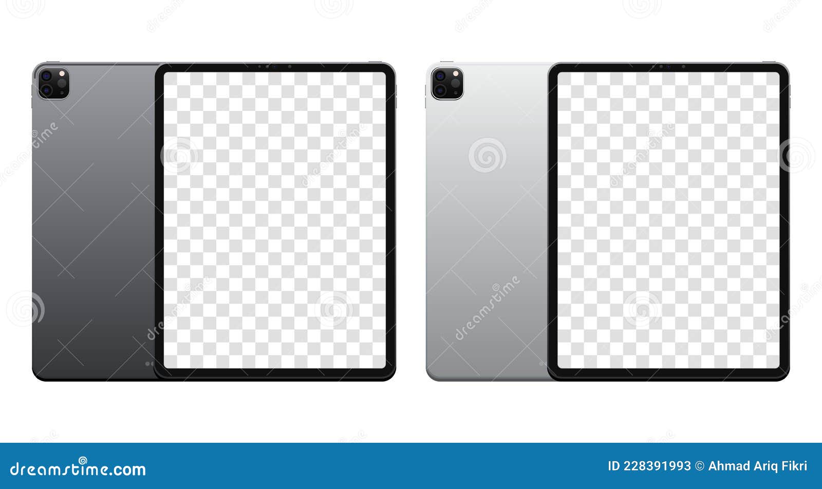 Front and Back Side Tablet. Mockup Screen Tablet with Blank Screen ...