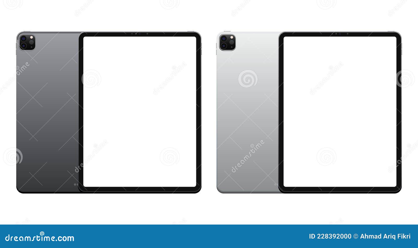 Front and Back Side Tablet. Mockup Screen Tablet with Blank Screen ...
