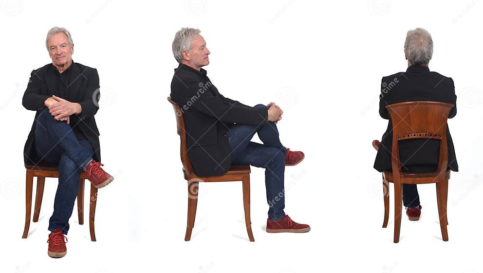 Front Back and Side View of Same Man Stock Image - Image of aged, gray ...