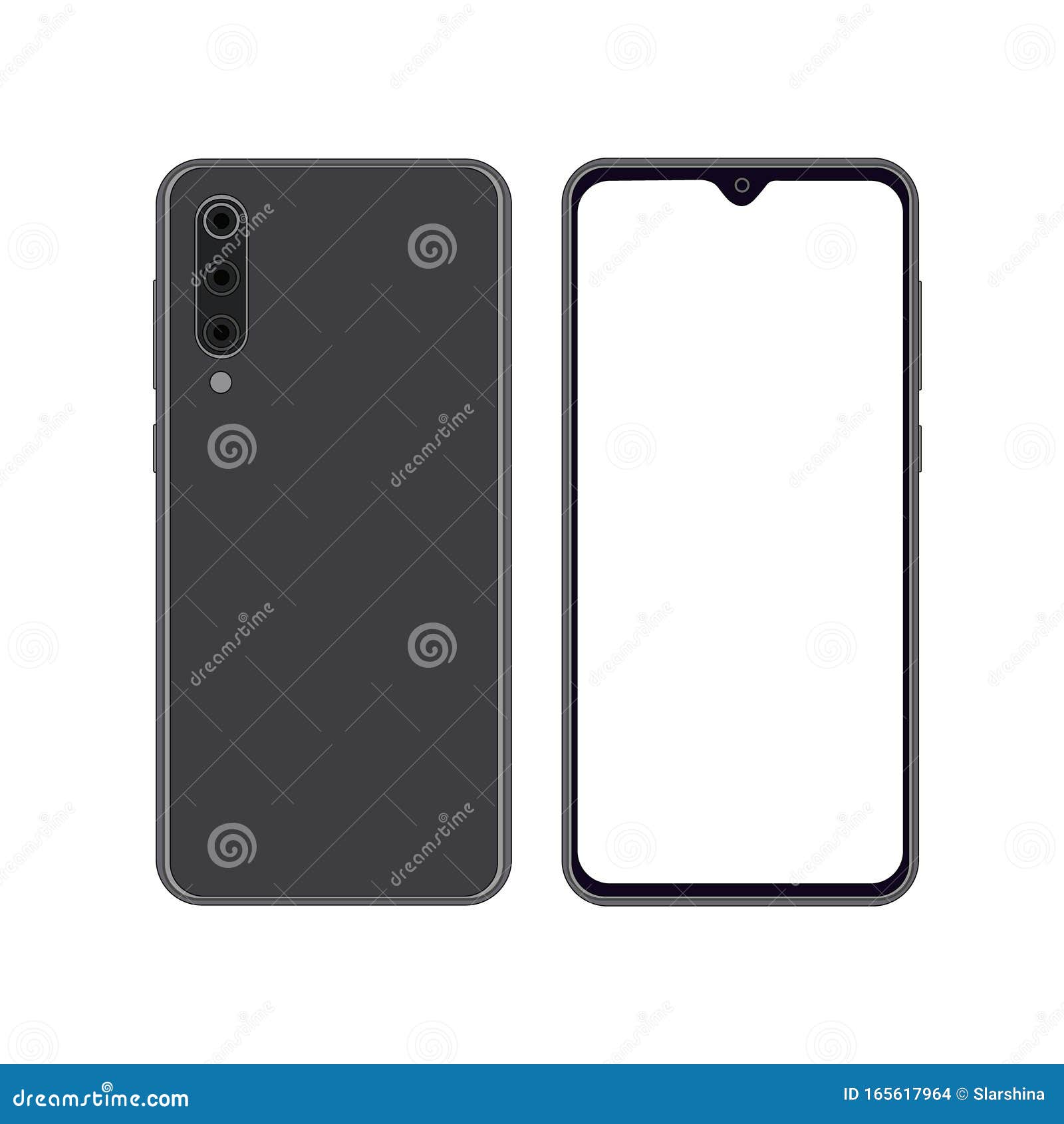 Front and Back Side Xiaomi Mi9. Vector Simple Graphic Illustration ...