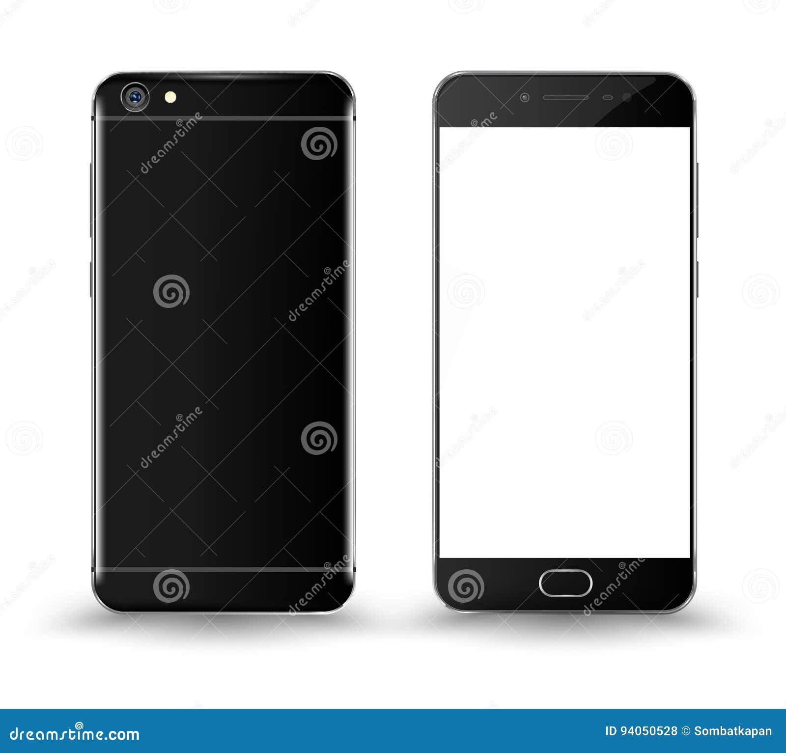Front and Back Smartphone Mockup. Stock Vector - Illustration of chat ...