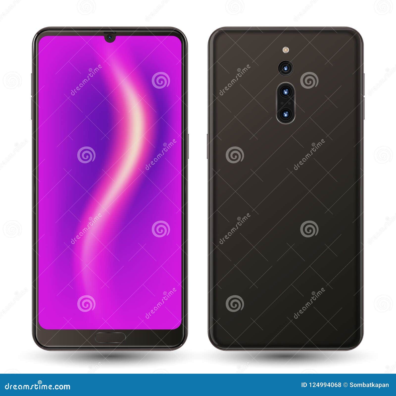 Front and Back Smartphone Mockup Stock Vector - Illustration of apps ...