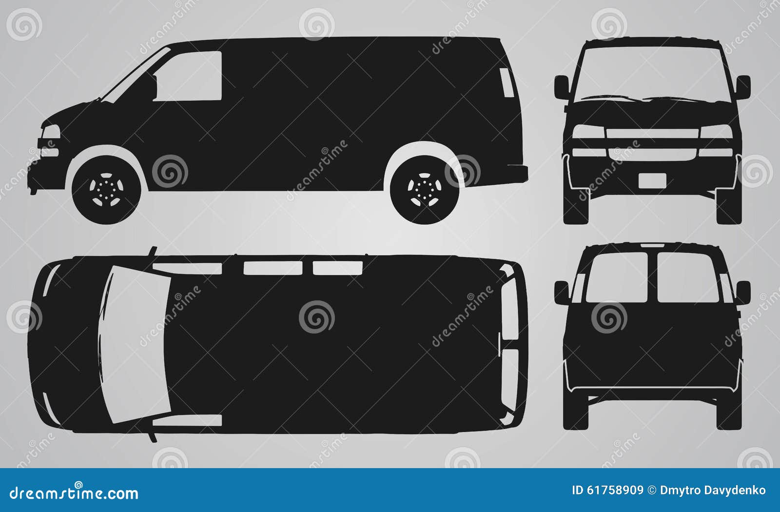 Front, Back, Top and Side Van Car Projection Stock Vector ...
