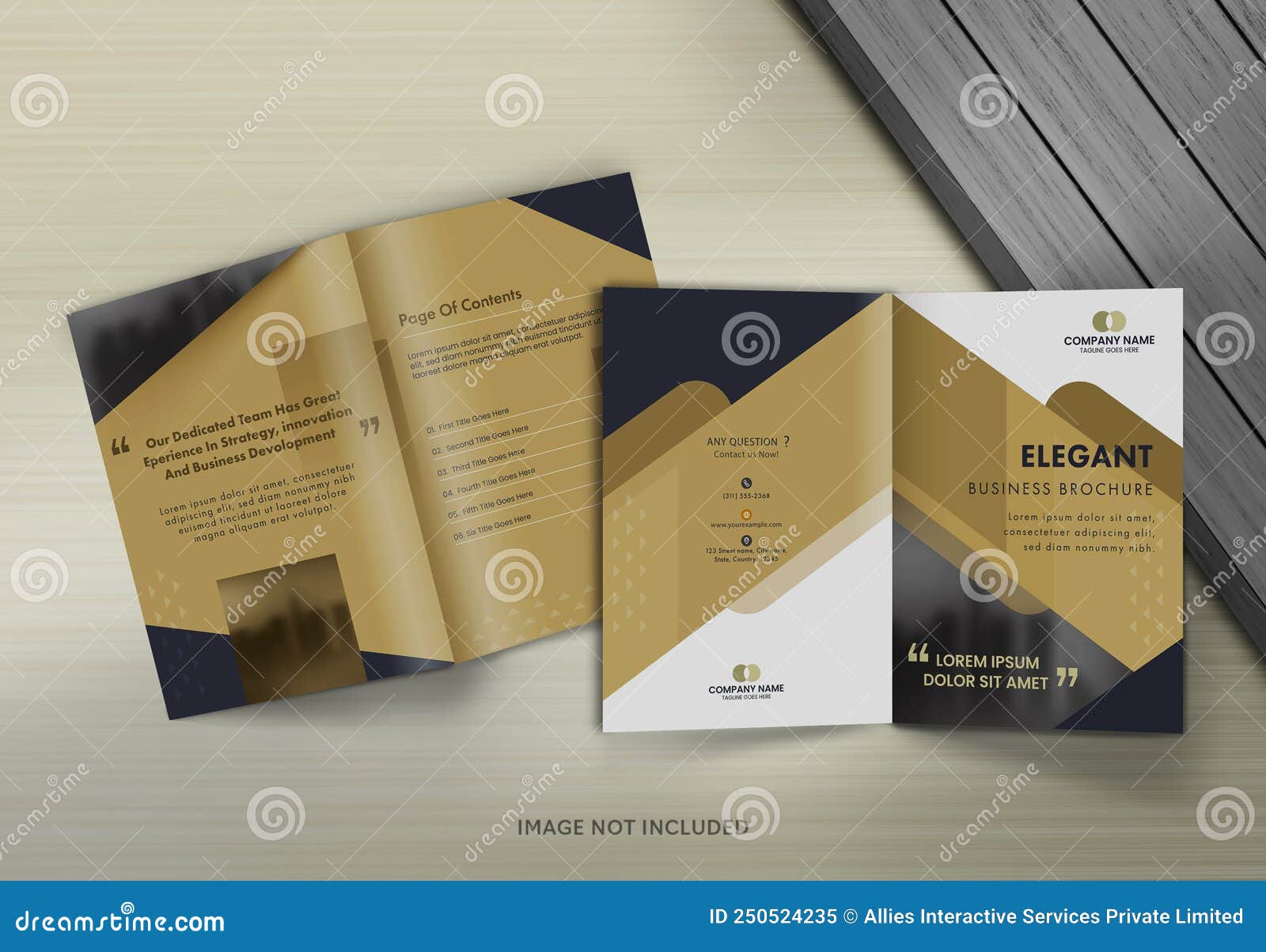 Front and Back View of Bi-Fold Brochure Template Layout for Business ...