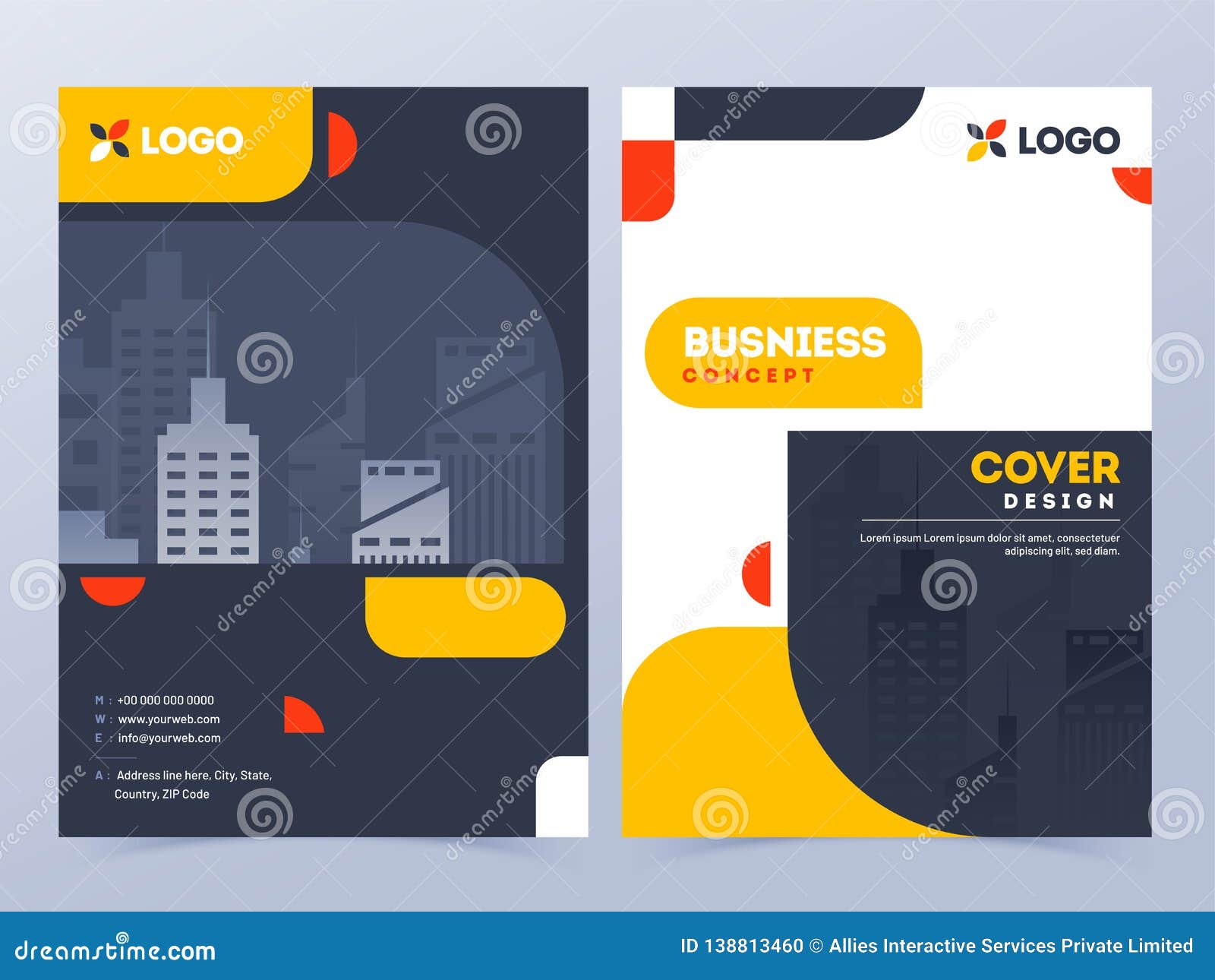 Front and Back View of Cover Page or Template Design Layout. Stock ...