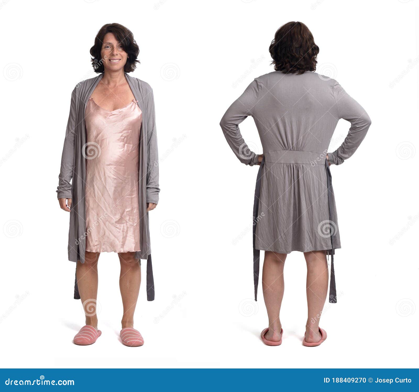 Front and Back View of Dressing Gown on White Background Stock Photo ...