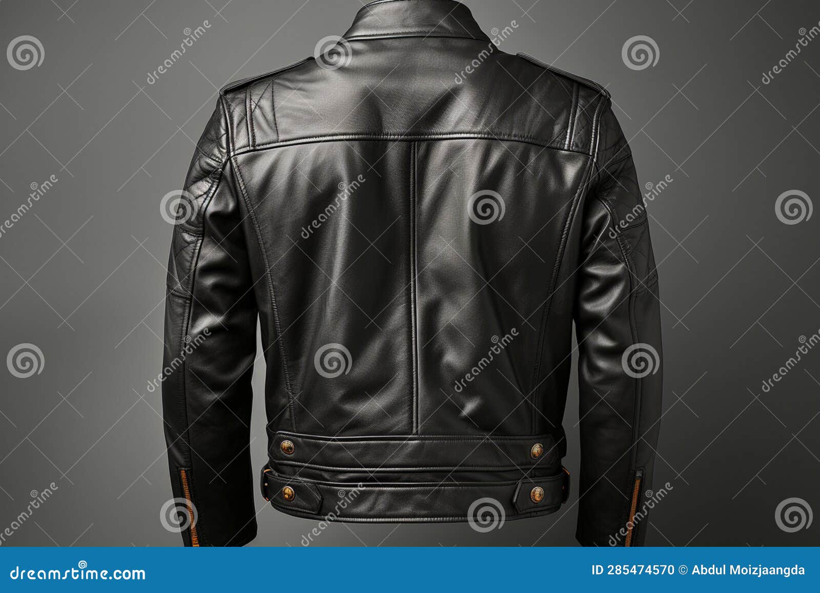 Front and Back View, Isolated Black Leather Jacket Mockup Stock ...