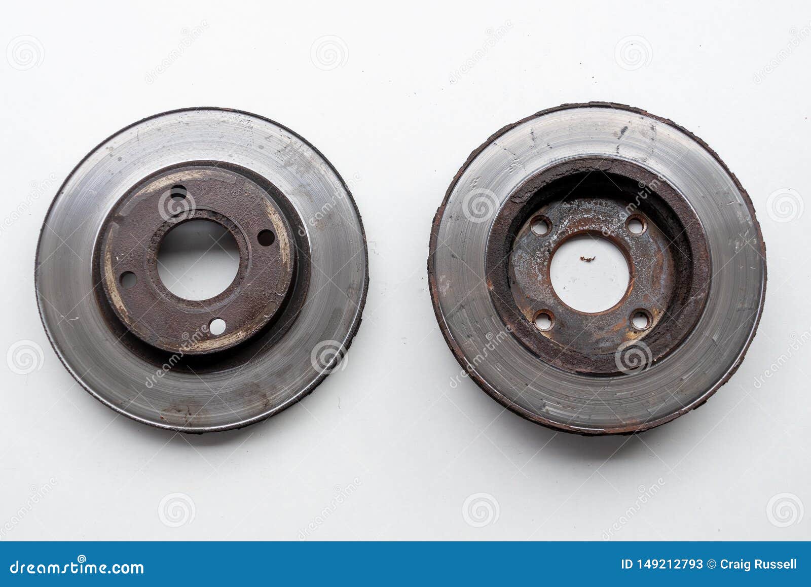 Front and Back View of Old Rusty Brake Discs Stock Image - Image of ...