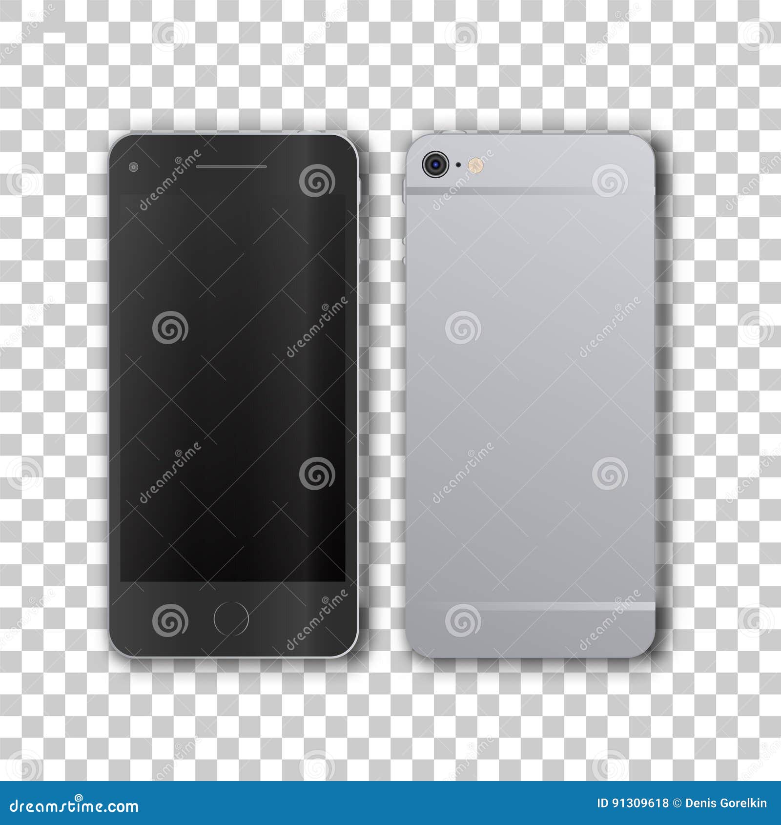 Front and Back View of Phone Stock Vector - Illustration of screen ...