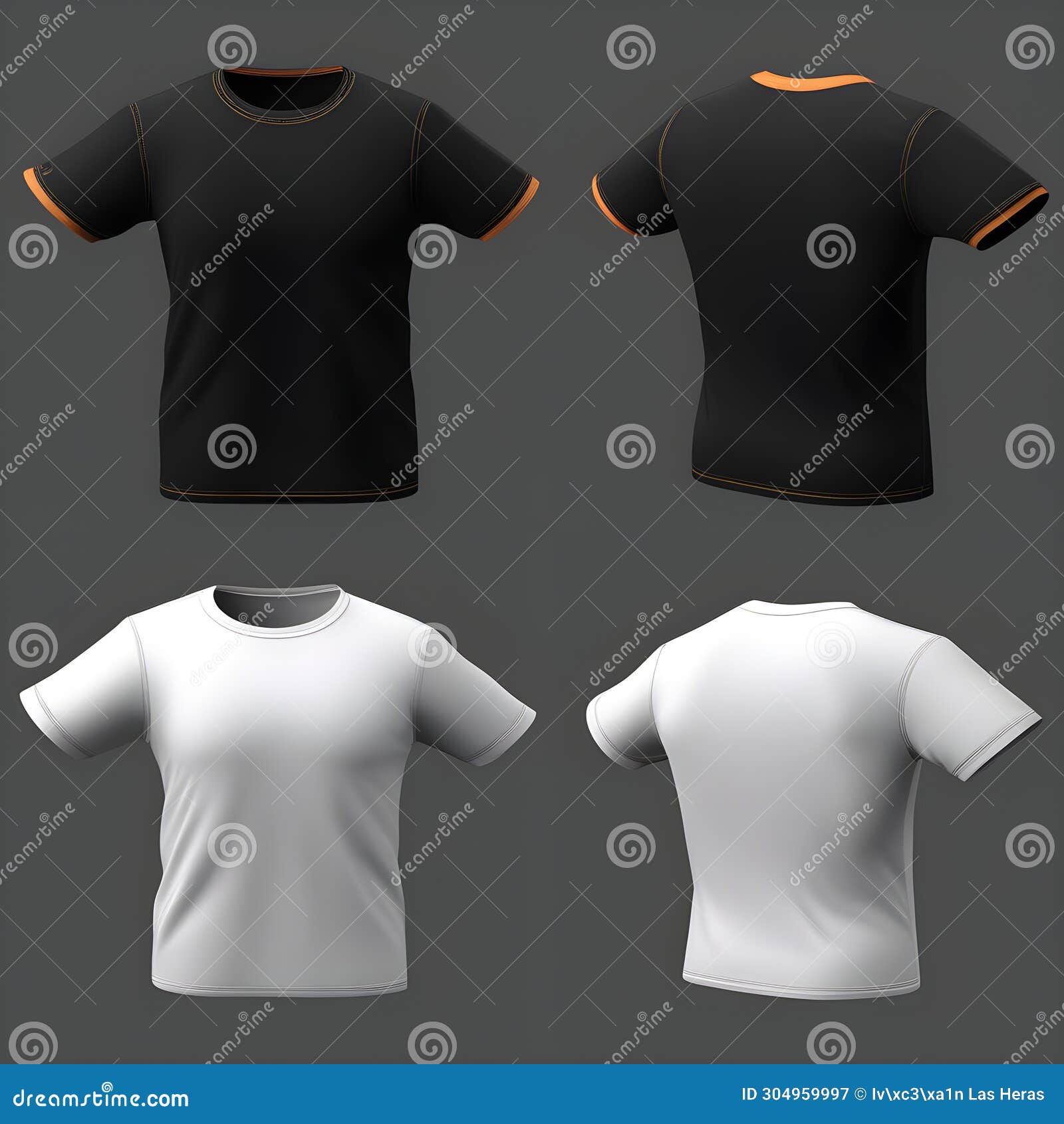 Front and Back View of T-shirt Templates for Print Design on Isolated ...