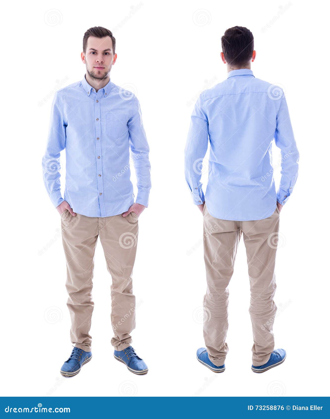 Front and Back View of Young Man Isolated on White Stock Photo - Image ...