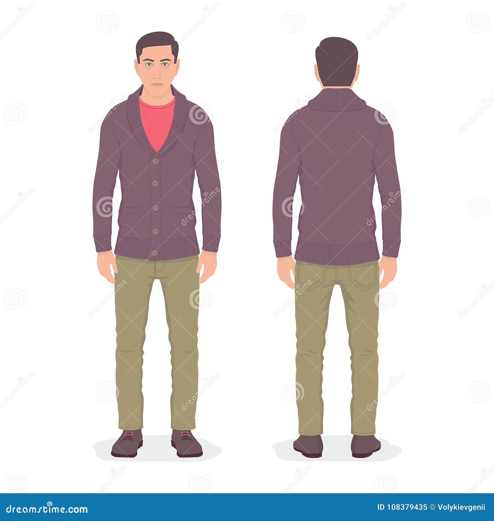 Man, front and back views stock vector. Illustration of model - 108379435