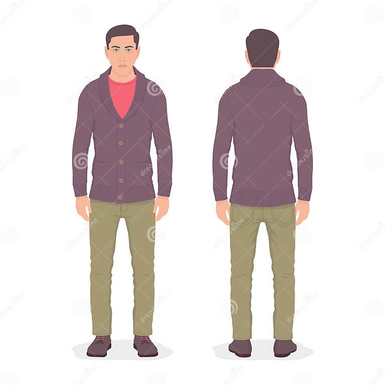 Man, front and back views stock vector. Illustration of model - 108379435