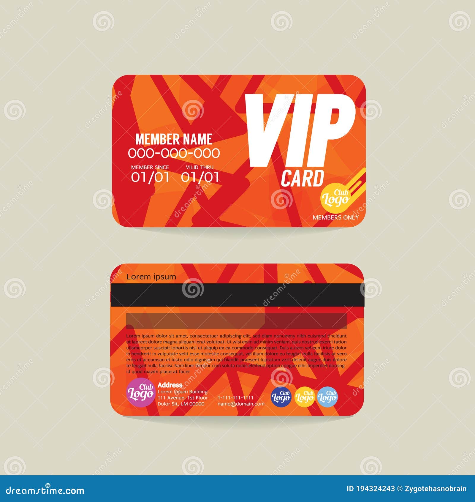 Front and Back VIP Member Card Template Vector Stock Vector ...