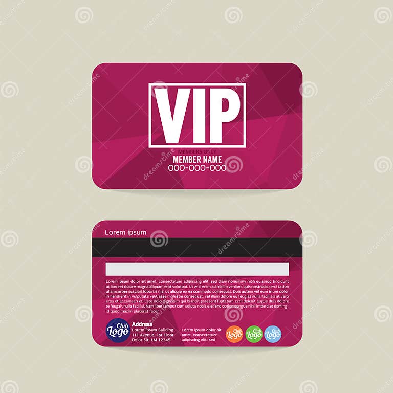 Front and Back VIP Member Card Template. Stock Vector - Illustration of ...