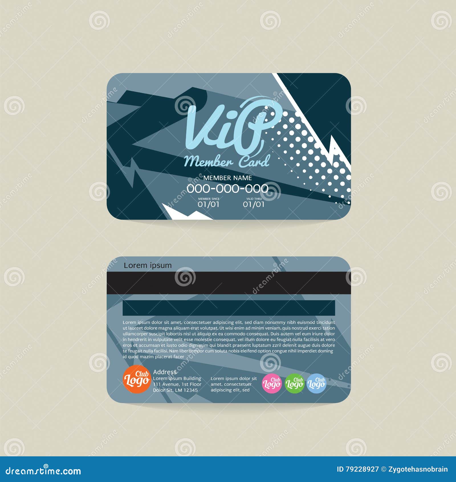 Front and Back VIP Member Card Template Vector Stock Vector ...