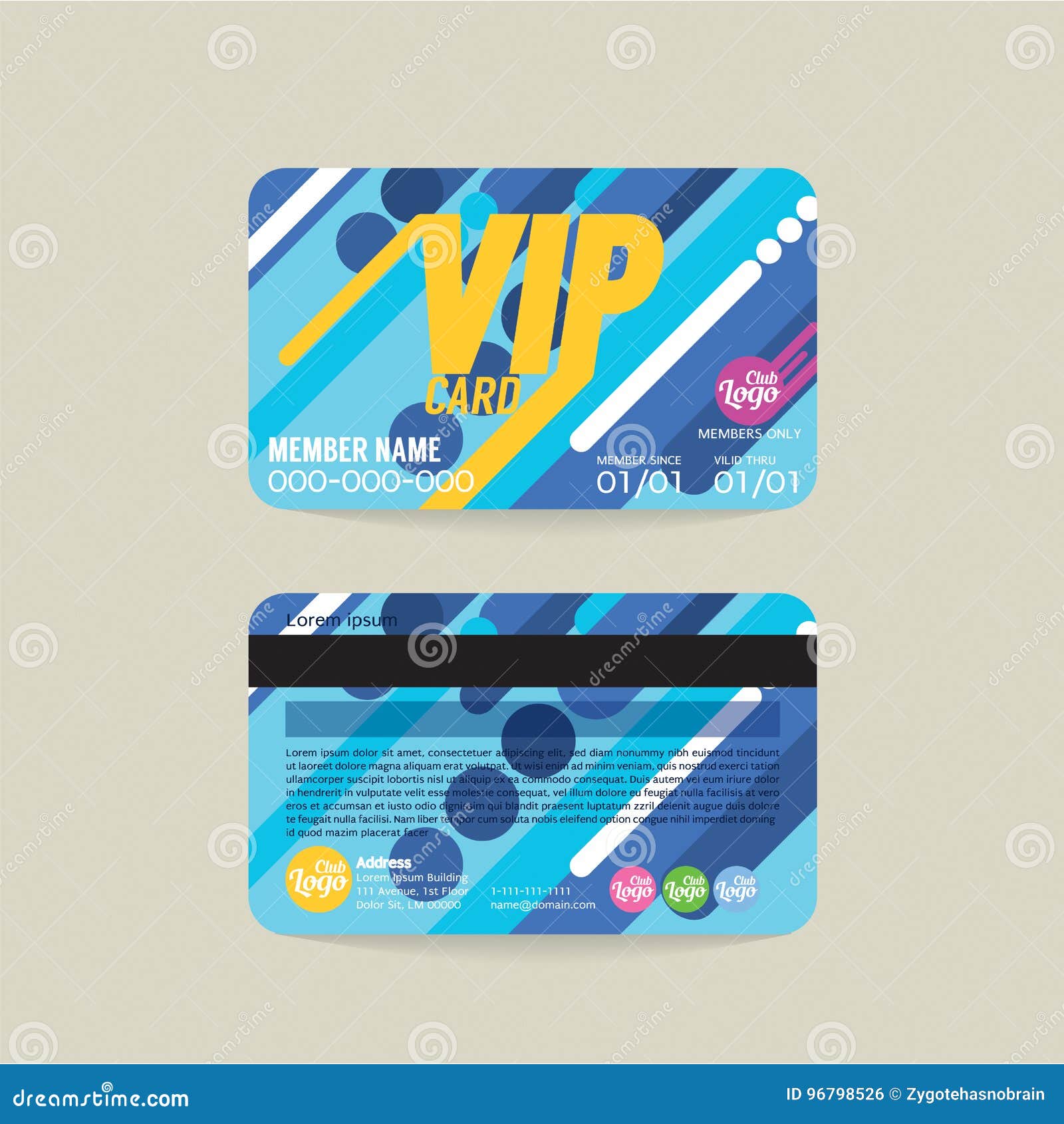 Front and Back VIP Member Card Template Vector Stock Vector ...
