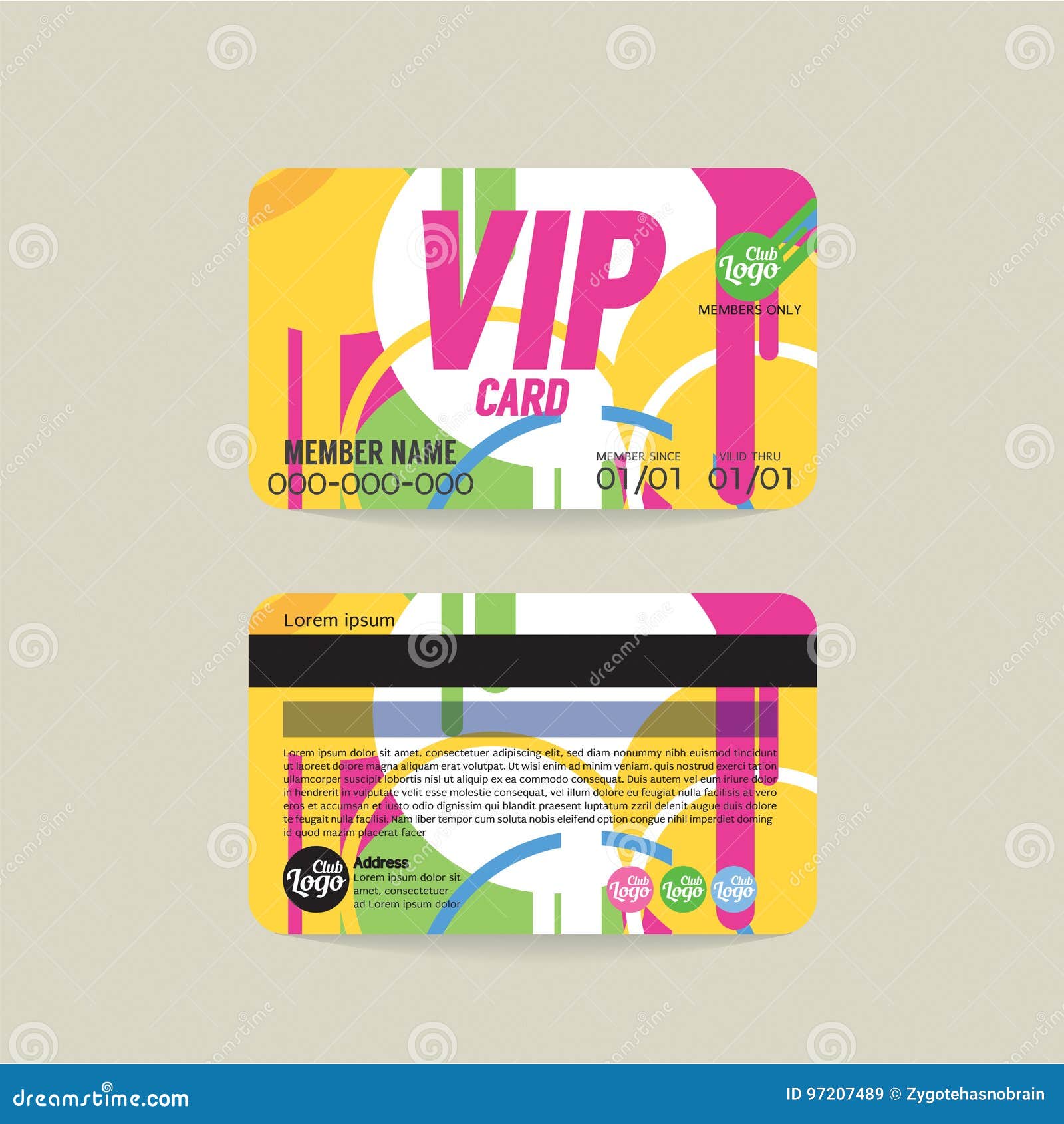 Front and Back VIP Member Card Template Stock Vector - Illustration of ...