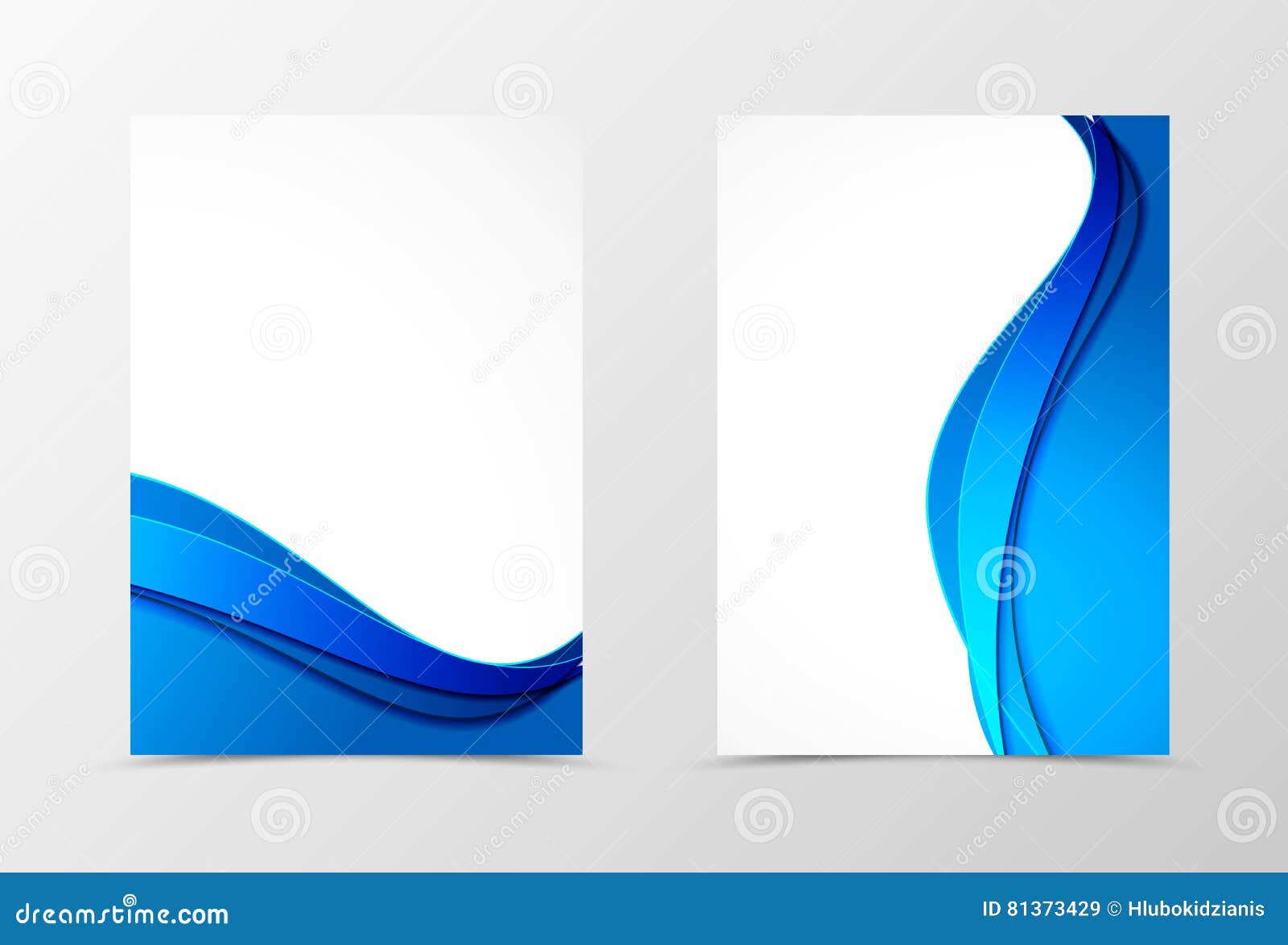 Front And Back Wave Flyer Template Design Cartoon Vector ...