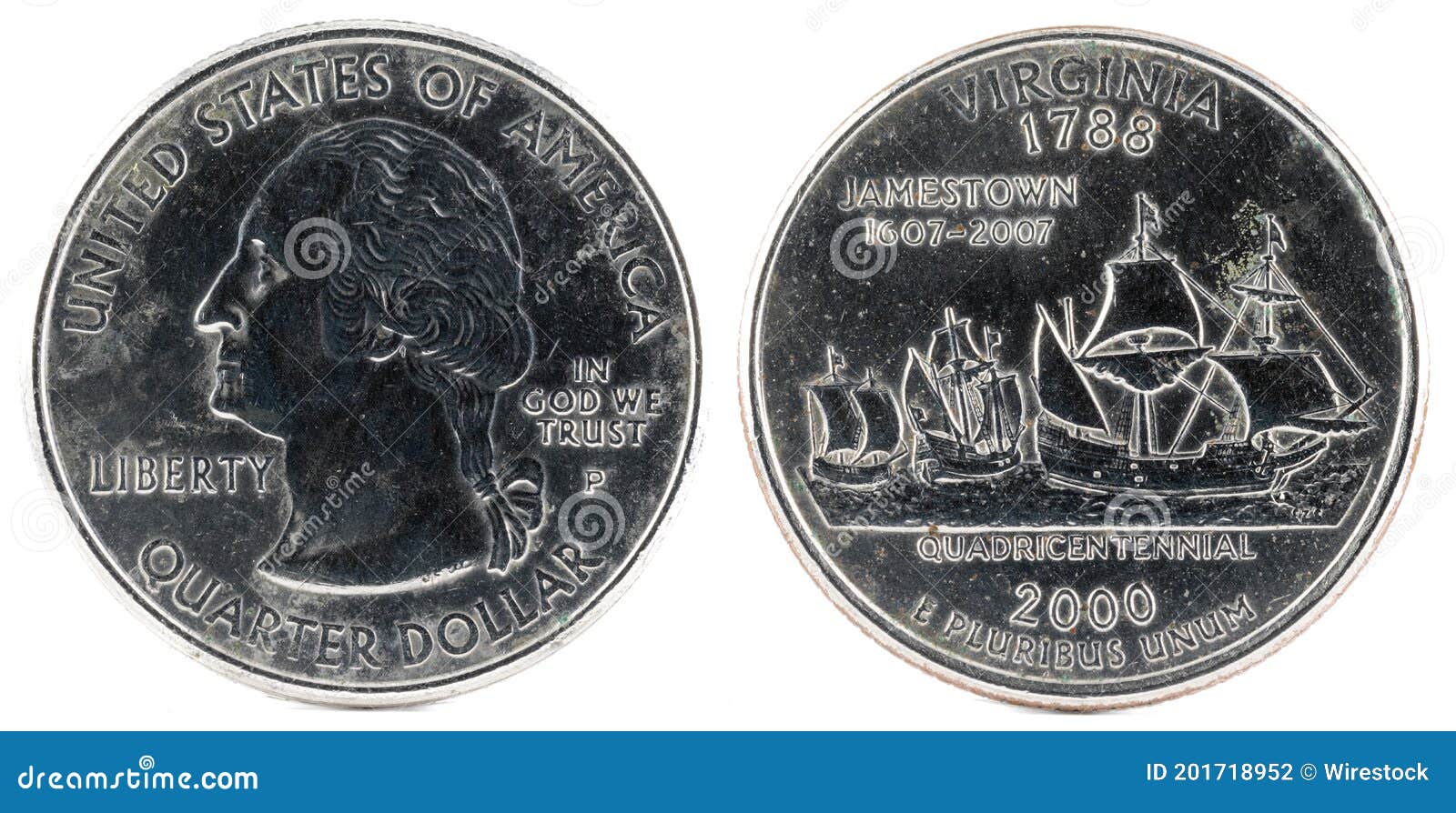 Front and Backside of an Ancient American Quarter Dollar Stock Photo ...