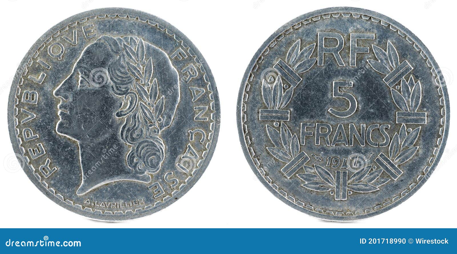 Front and Backside of a Historic French Silver Coin Stock Photo - Image ...