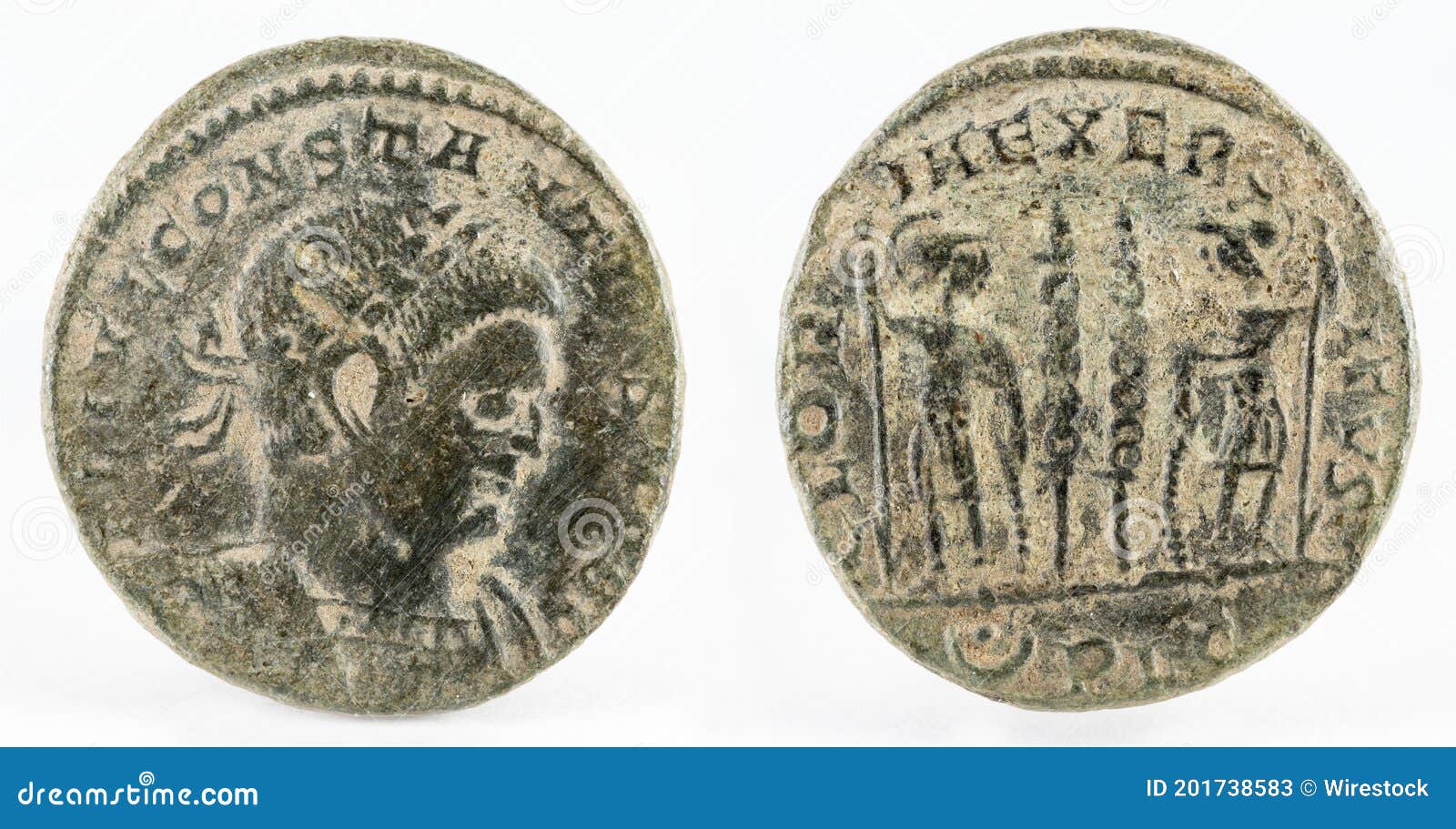 Front and Backside of a Historic Roman Silver Coin of Emperor ...