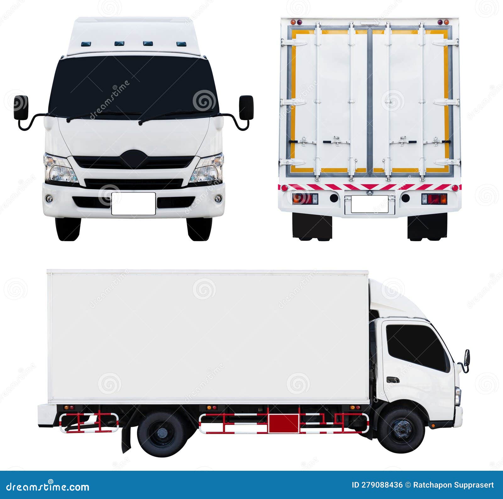 Front ,behind and Side View White Truck Isolated on White Background ...