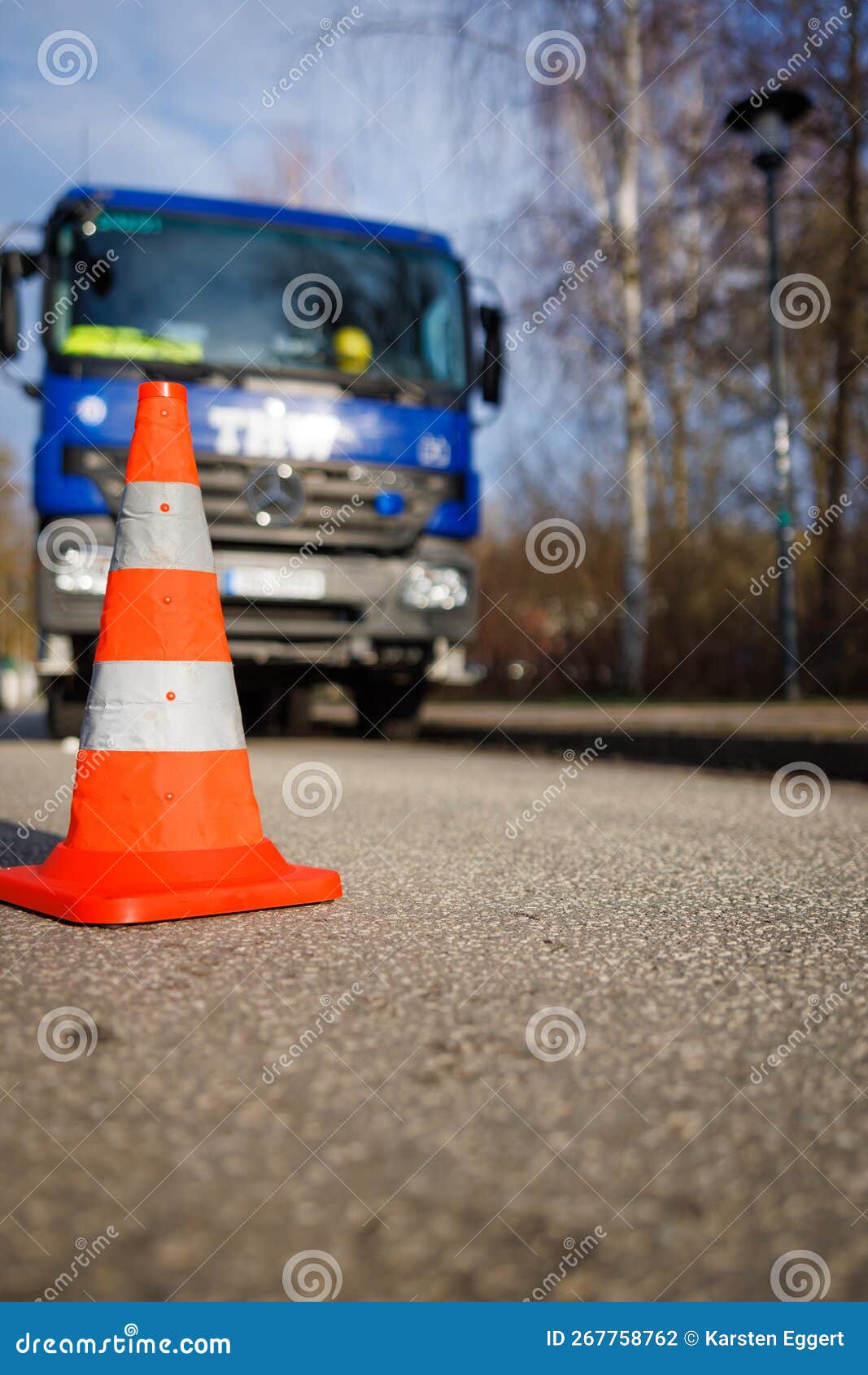 In Front of the Blue Vehicle of the Technical Relief Organization THW ...