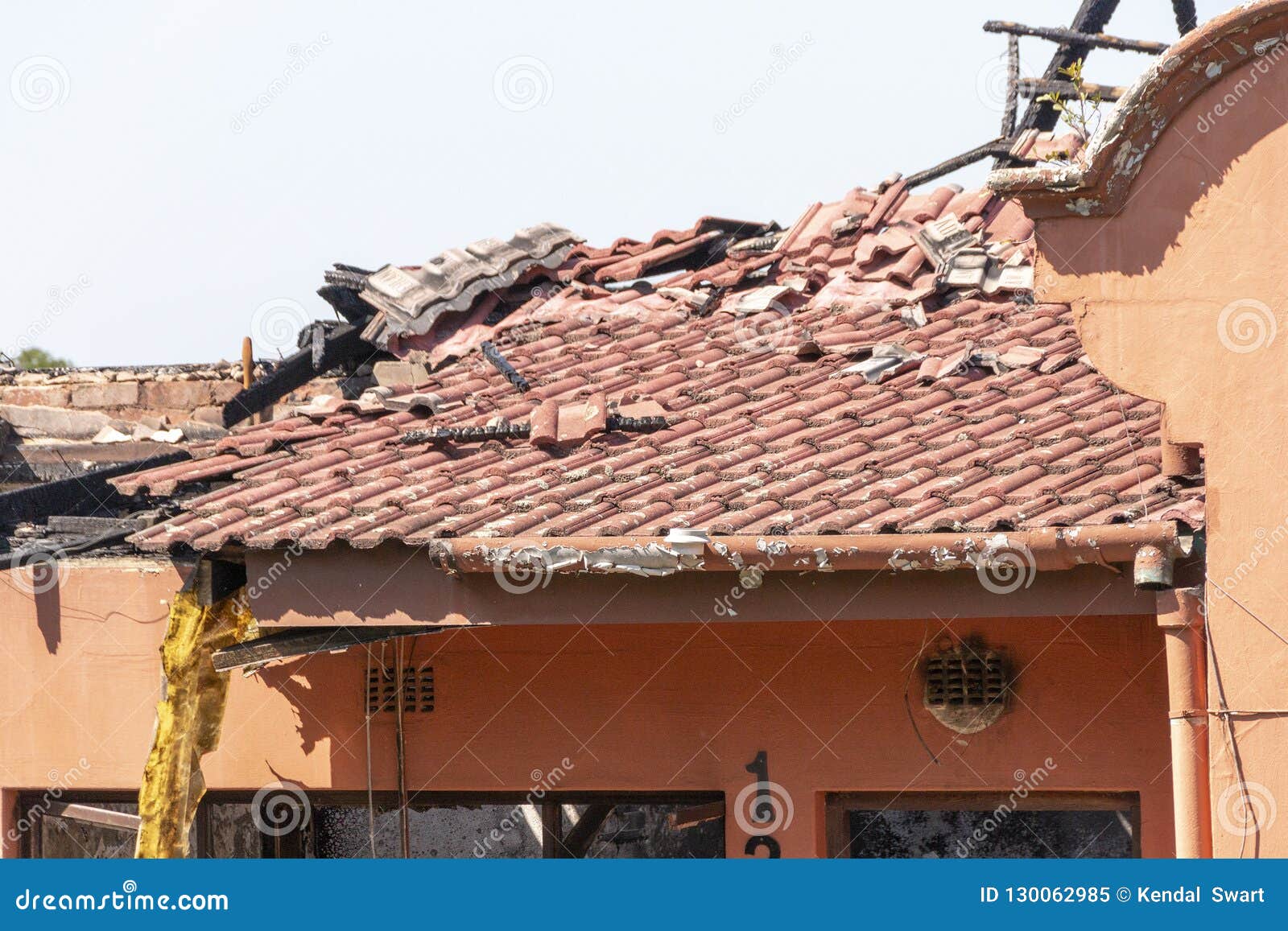 The Front of a Burned Out House Stock Image - Image of rebuild, metal ...