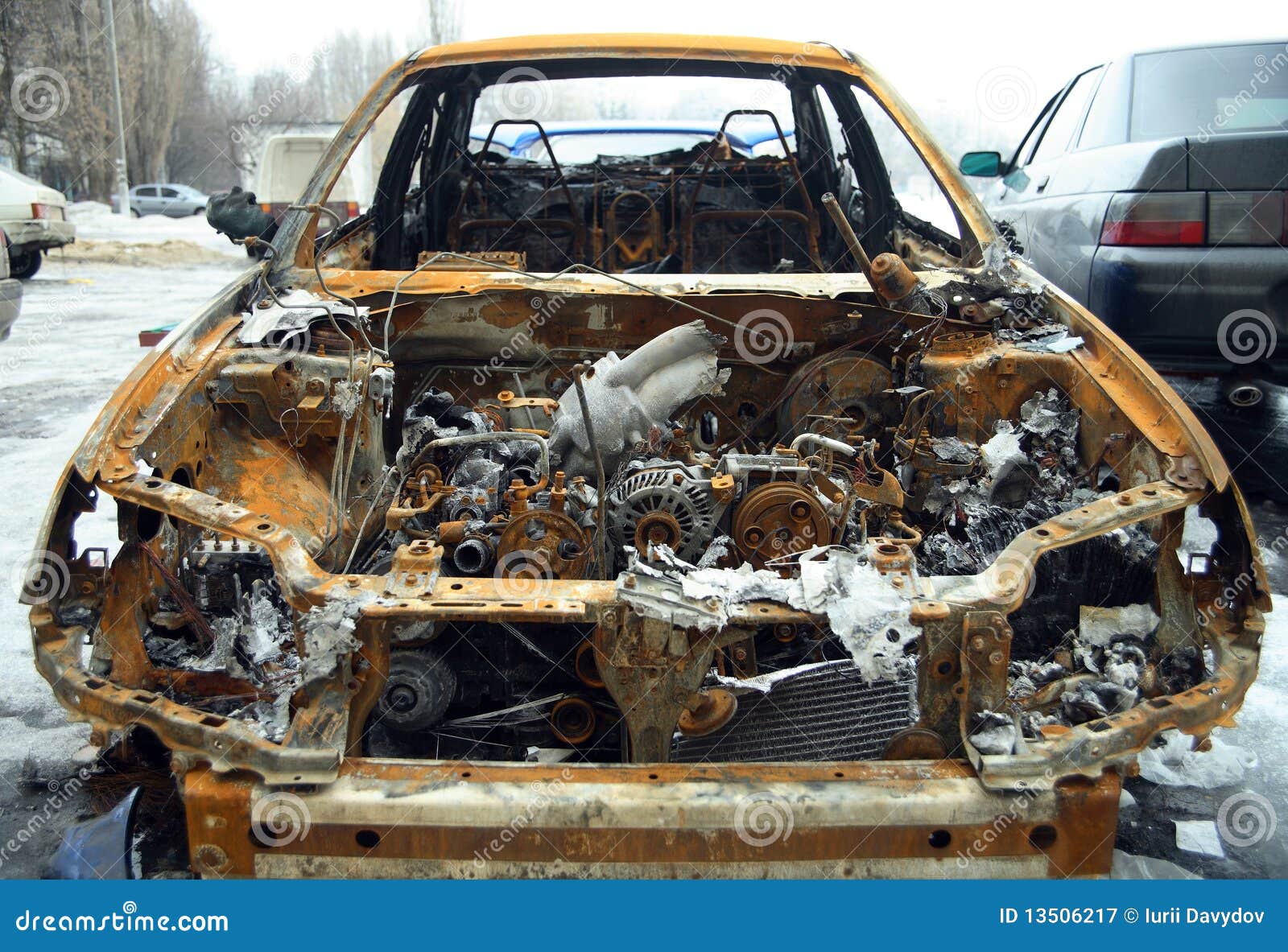 Front of Burnt Out Abandoned Car Stock Image - Image of abandoned ...