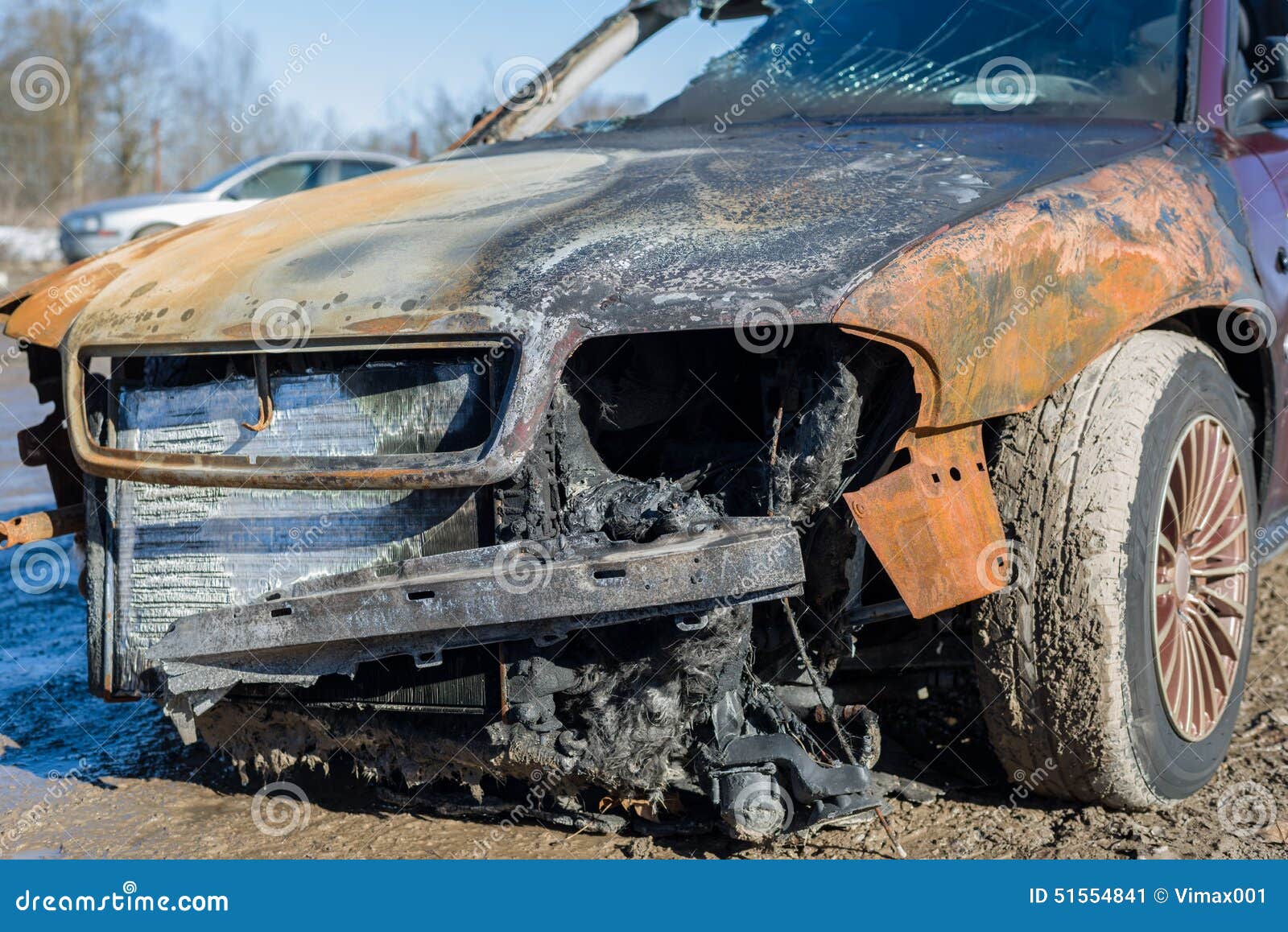 Front of Burnt Out Abandoned Car, Insurance Claim Stock Image - Image ...