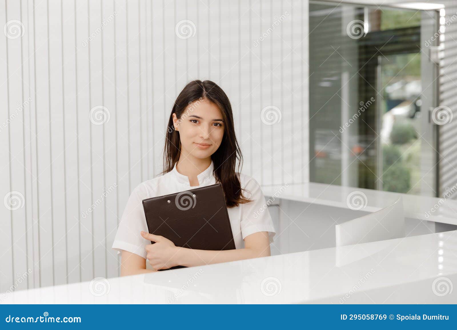 In Front of the Camera Beautiful Medical Assistant Posing To the Camera ...