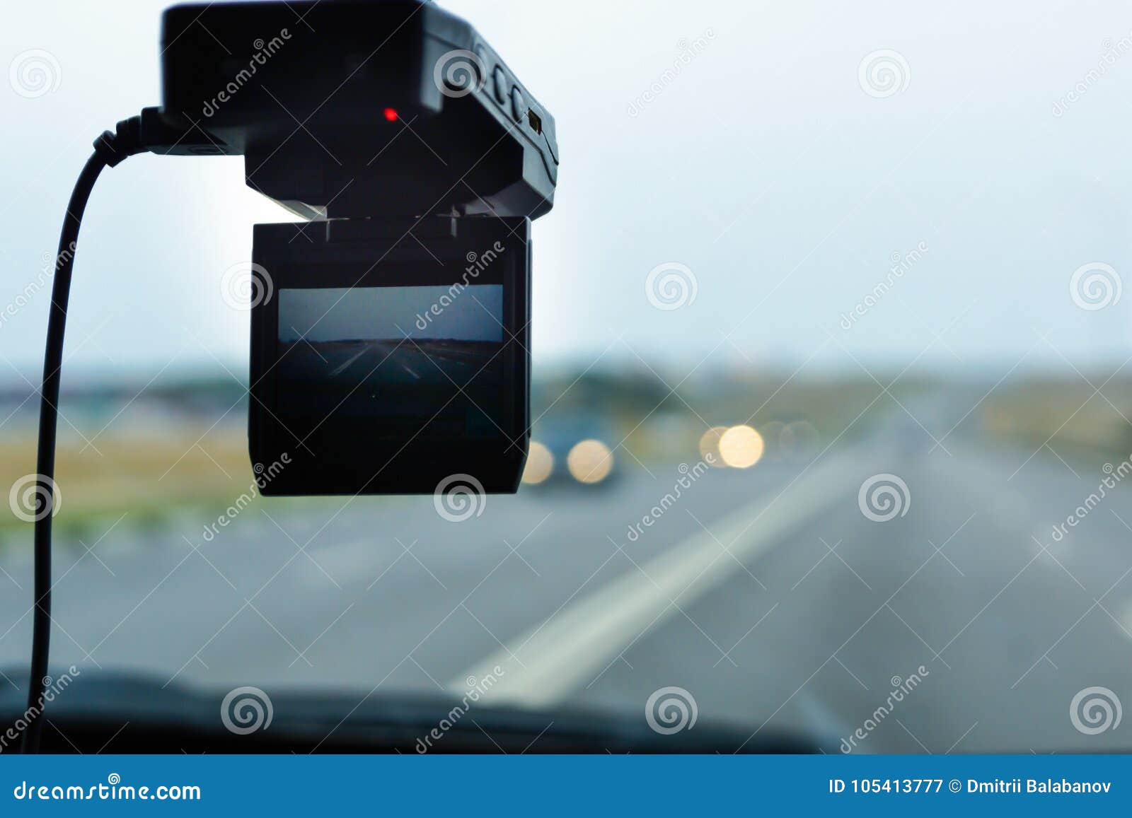 Front Camera Car Recorder. Car DVR on the Windshield. Stock Image ...