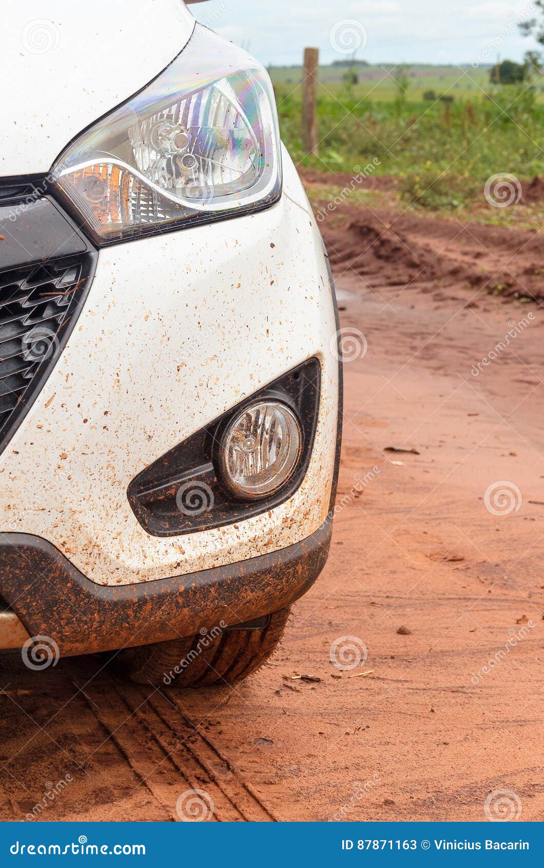 Front of a Car on a Farm Road with Mud Everywhere. Stock Image - Image ...