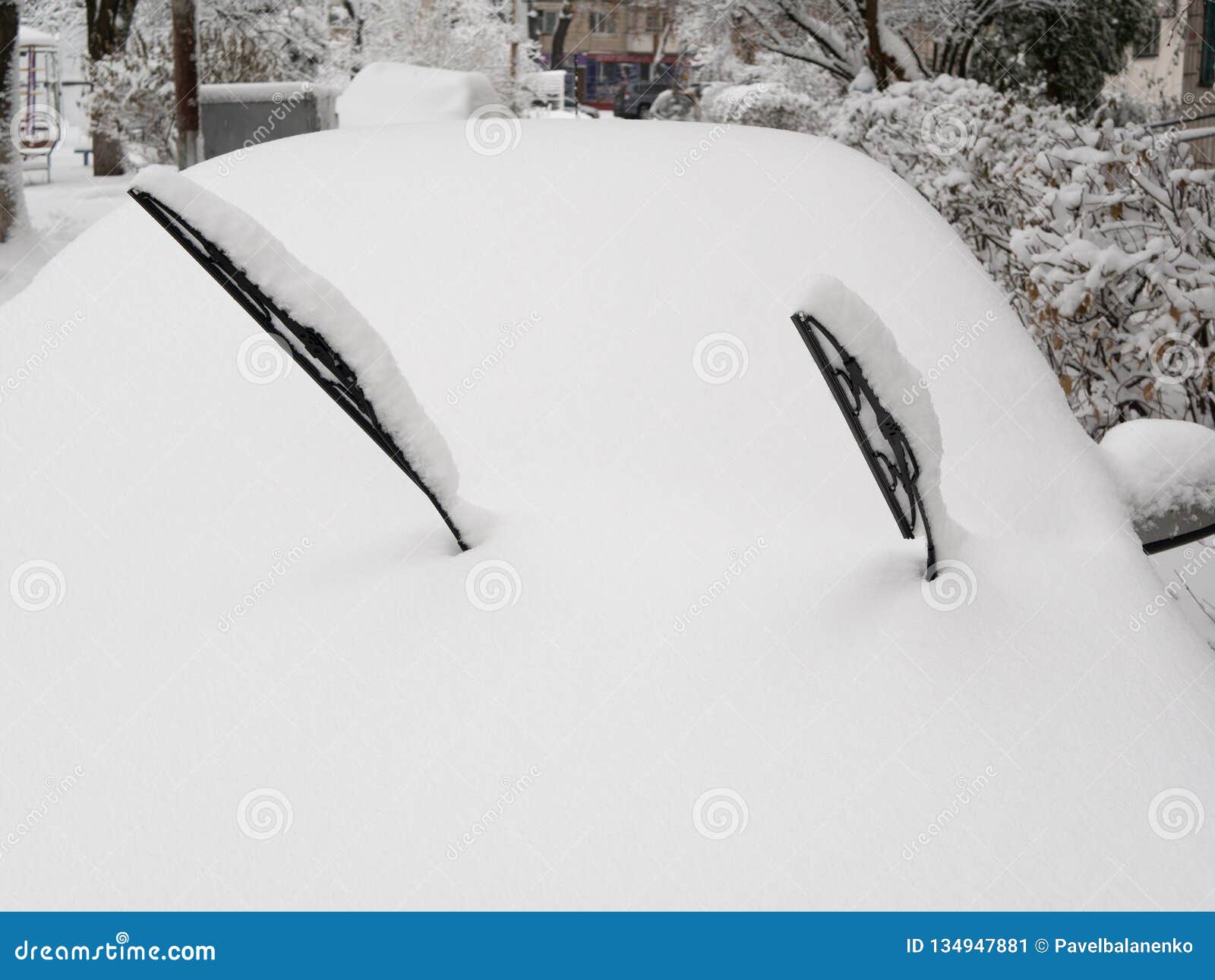 Front Windshield of a Car Covered with Snow Stock Image - Image of ...