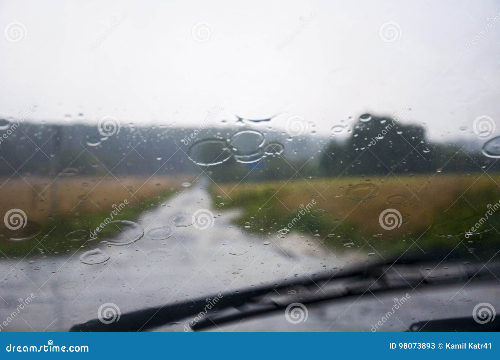 Front Car Window Glass and Wipers during Heavy Rain Stock Image - Image ...