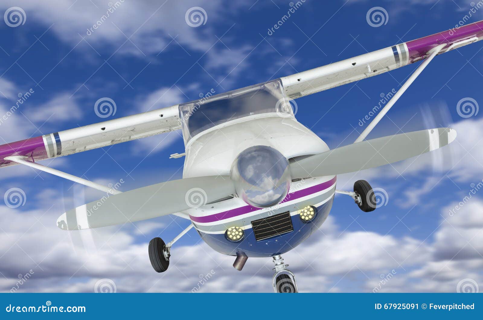 Front of Cessna 172 Single Propeller Airplane in the Sky Stock Image ...