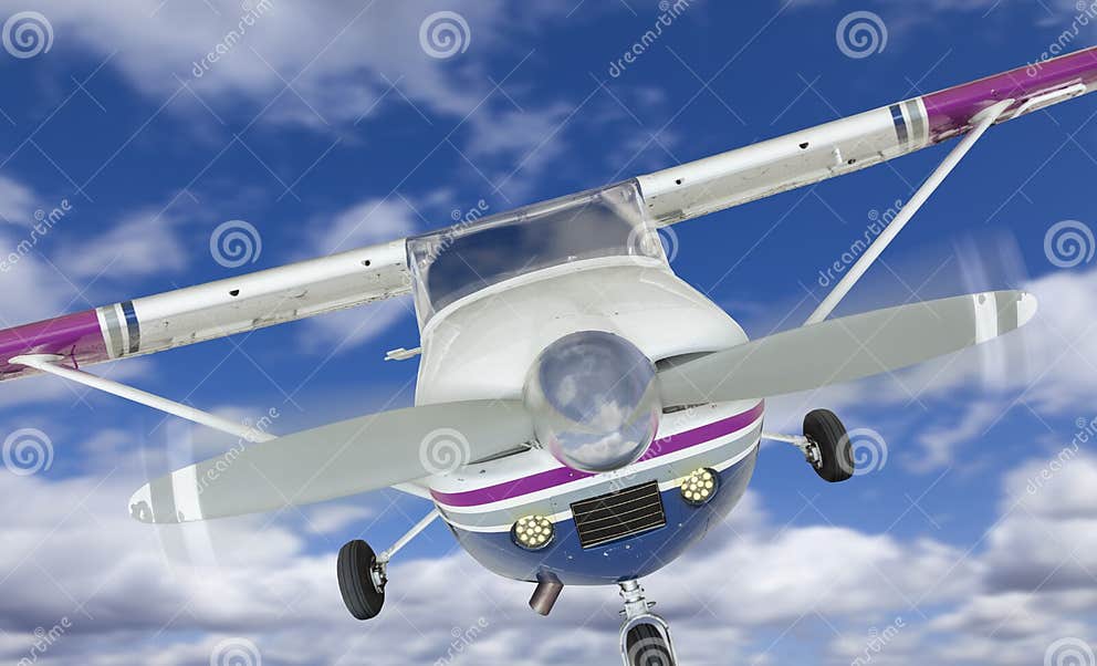 Front of Cessna 172 Single Propeller Airplane in the Sky Stock Image ...