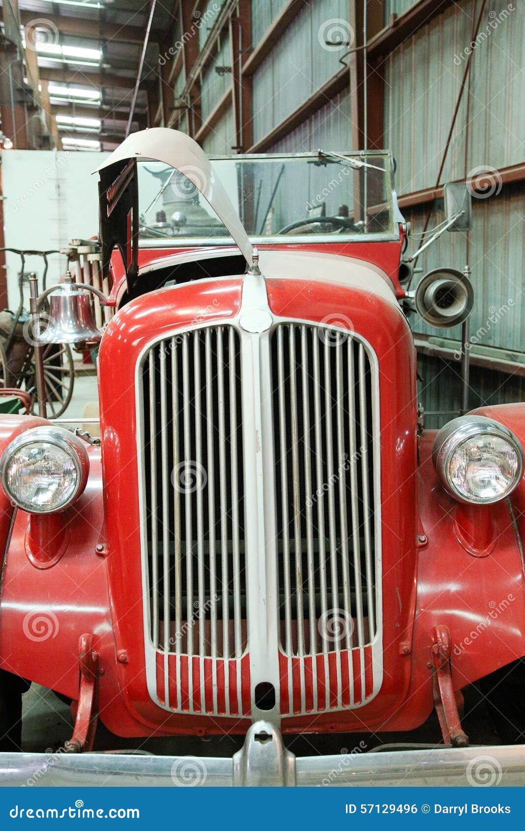 Front of Classic Antique Fire Truck Stock Photo - Image of transport ...
