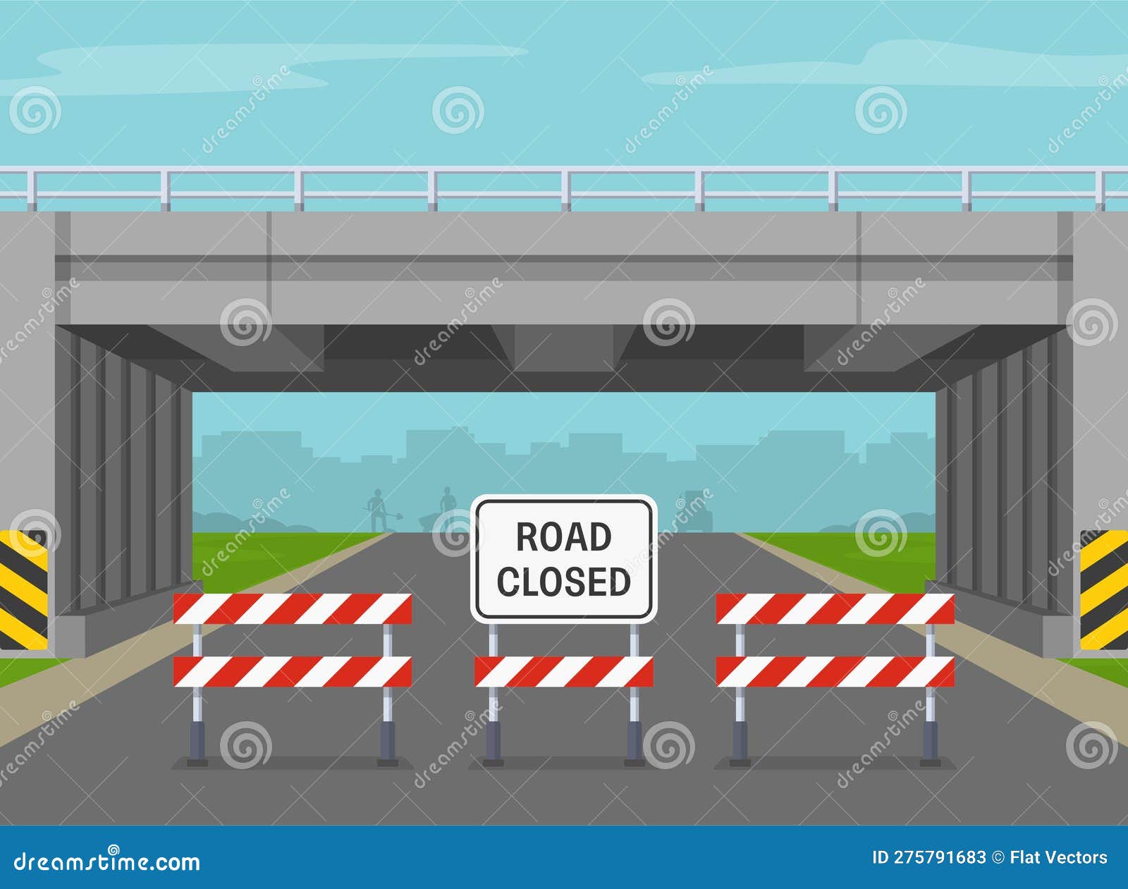 Front Close-up View of "Road Closed" Warning Sign Placed in Front of an ...